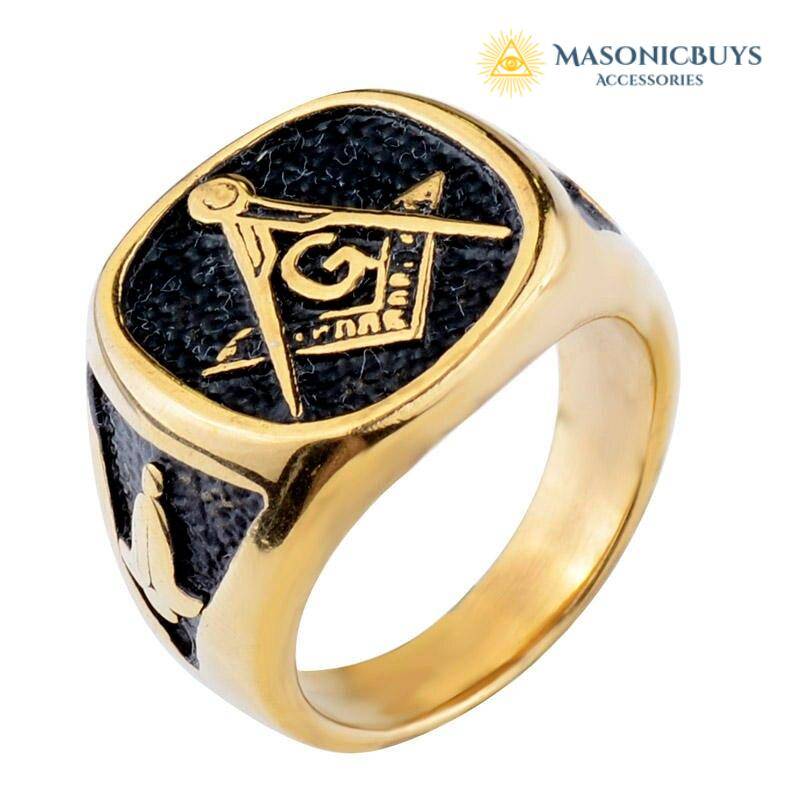 Masonic Ring With Compass & Square, Stainless Steel | MasonicBuys