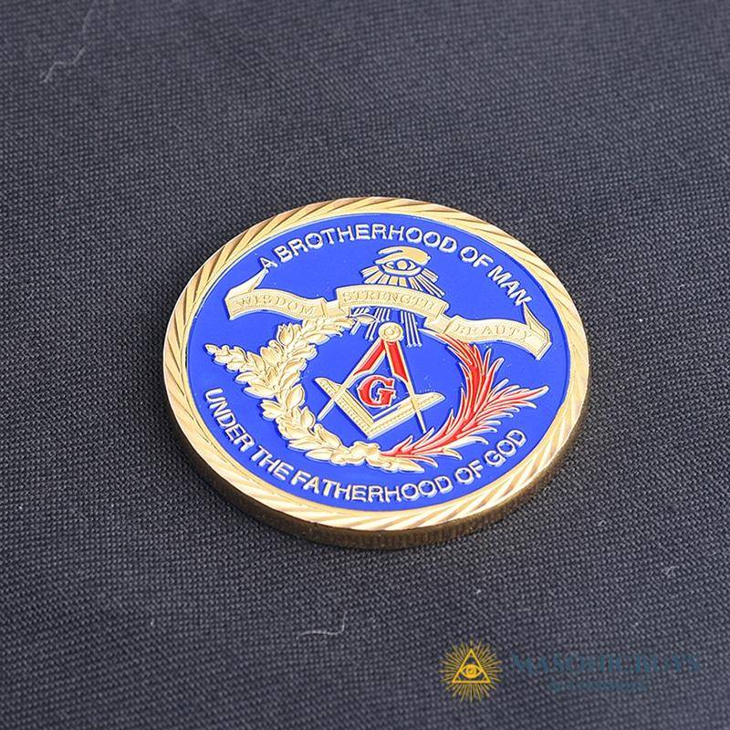 Gold Plated Colorful Masonic Coin | MasonicBuys