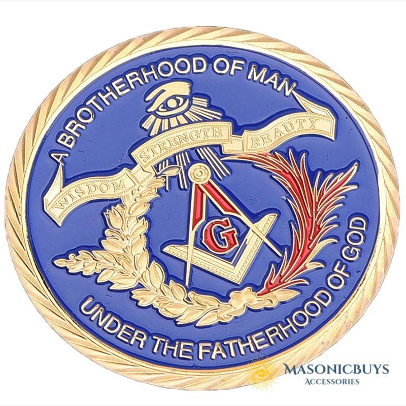 Gold Plated Colorful Masonic Coin | MasonicBuys