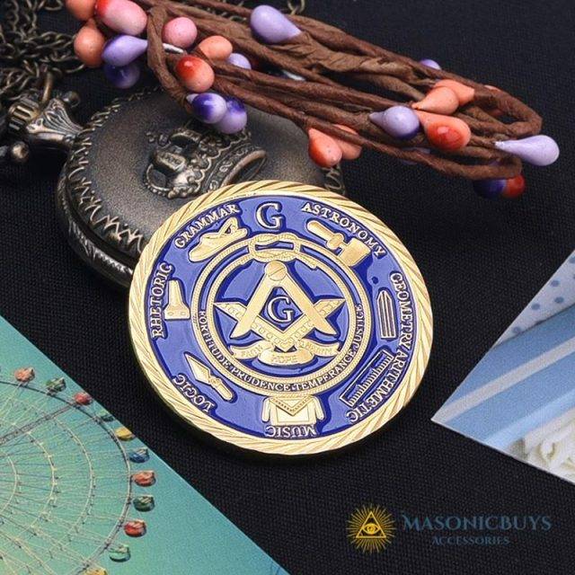 Gold Plated Colorful Masonic Coin | MasonicBuys