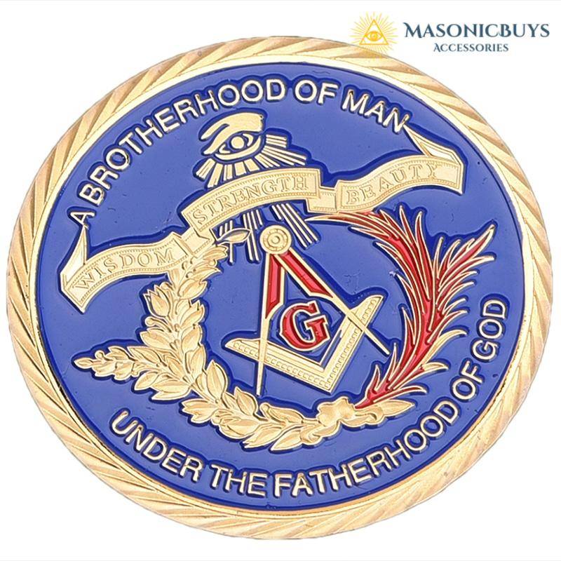 Gold Plated Colorful Masonic Coin | MasonicBuys