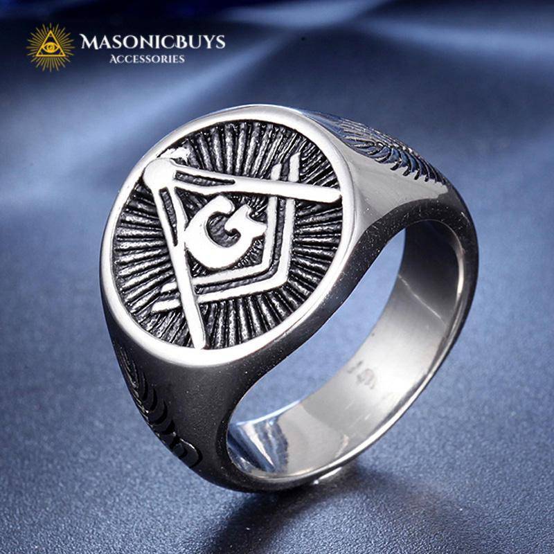 Antique Style Stainless Steel Masonic Ring | MasonicBuys