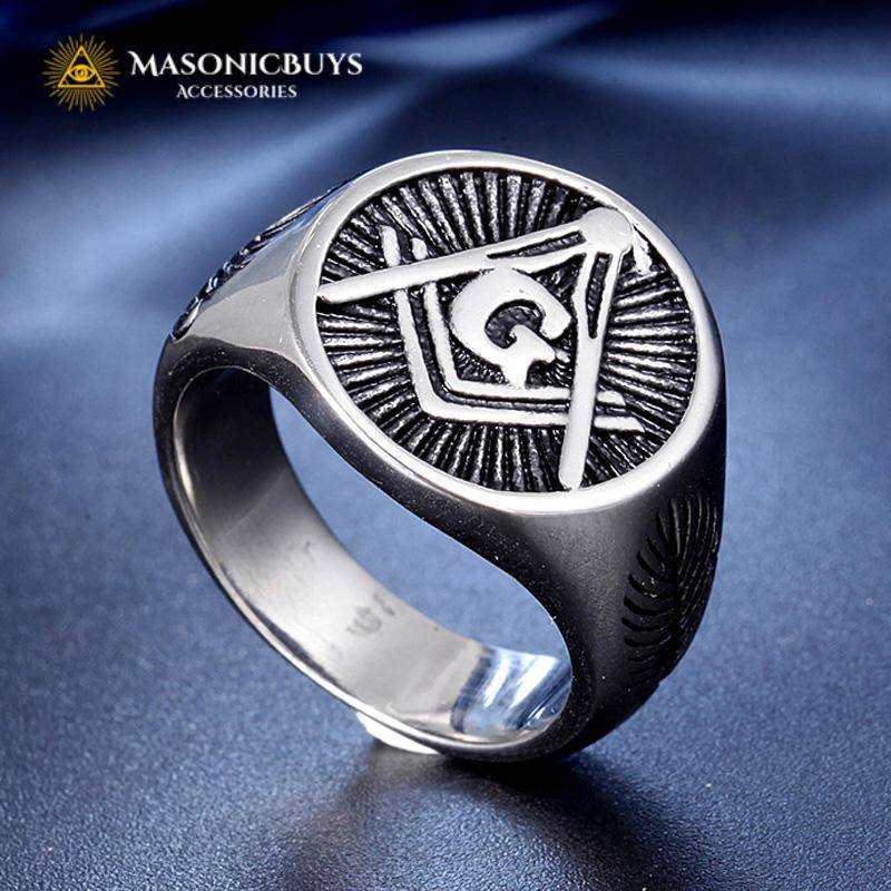 Antique Style Stainless Steel Masonic Ring | MasonicBuys