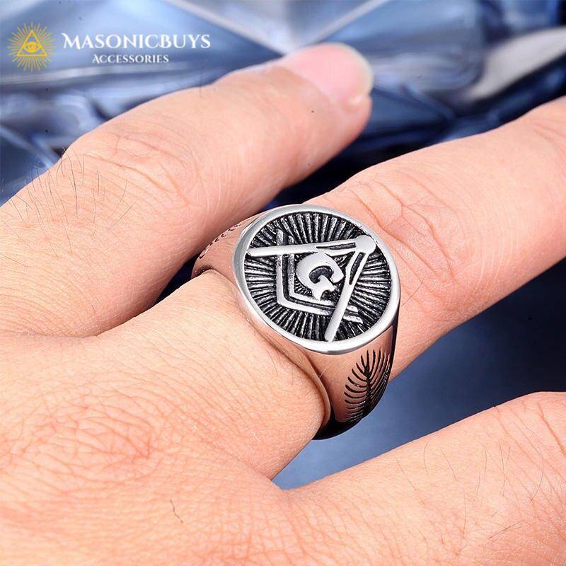 Antique Style Stainless Steel Masonic Ring | MasonicBuys