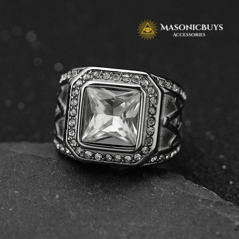 Charming Masonic Ring With Eye-Catching Rhinestones | MasonicBuys