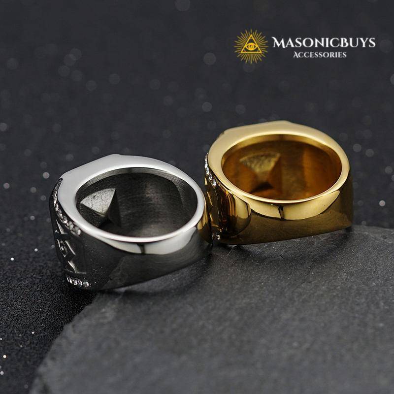 Charming Masonic Ring With Eye-Catching Rhinestones | MasonicBuys