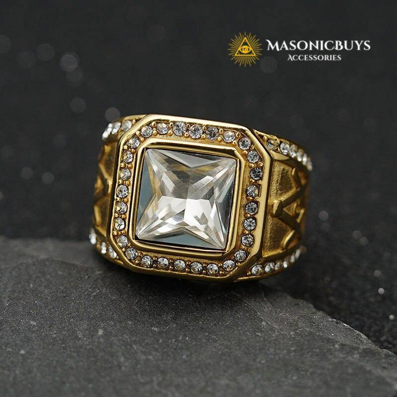 Charming Masonic Ring With Eye-Catching Rhinestones | MasonicBuys