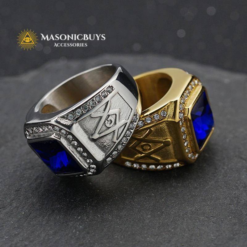 Charming Masonic Ring With Eye-Catching Rhinestones | MasonicBuys