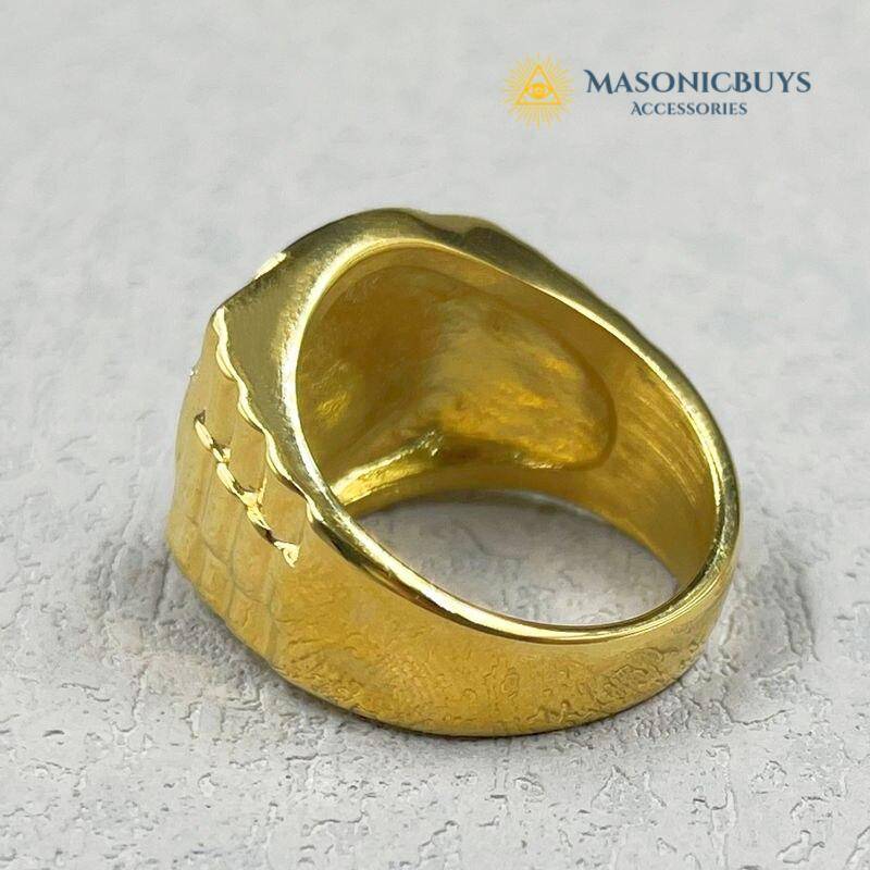 Gold Masonic Ring With Rhinestones | MasonicBuys