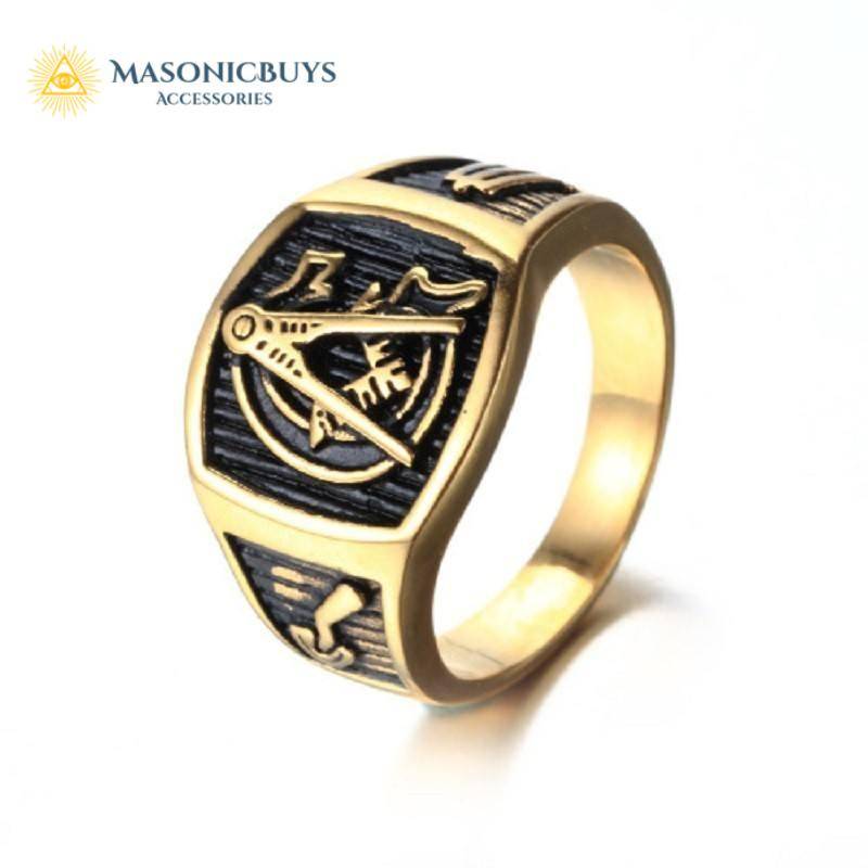 Gold Plated Stainless Steel “Master Mason” Masonic Ring | MasonicBuys
