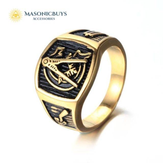 Gold Plated Stainless Steel “Master Mason” Masonic Ring | MasonicBuys