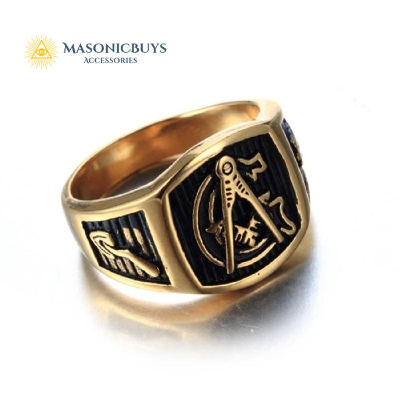 Gold Plated Stainless Steel “Master Mason” Masonic Ring | MasonicBuys