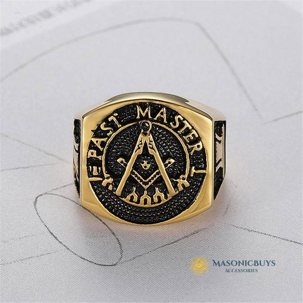 Massive Gold Plated Past Master Masonic Ring | MasonicBuys