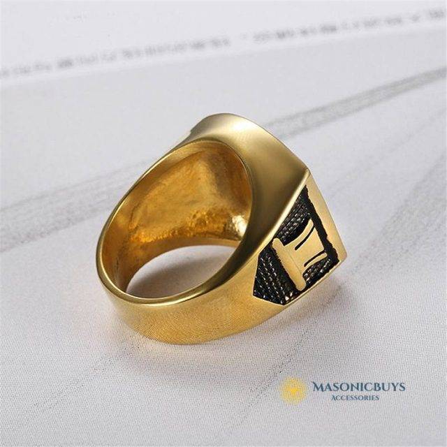 Massive Gold Plated Past Master Masonic Ring | MasonicBuys