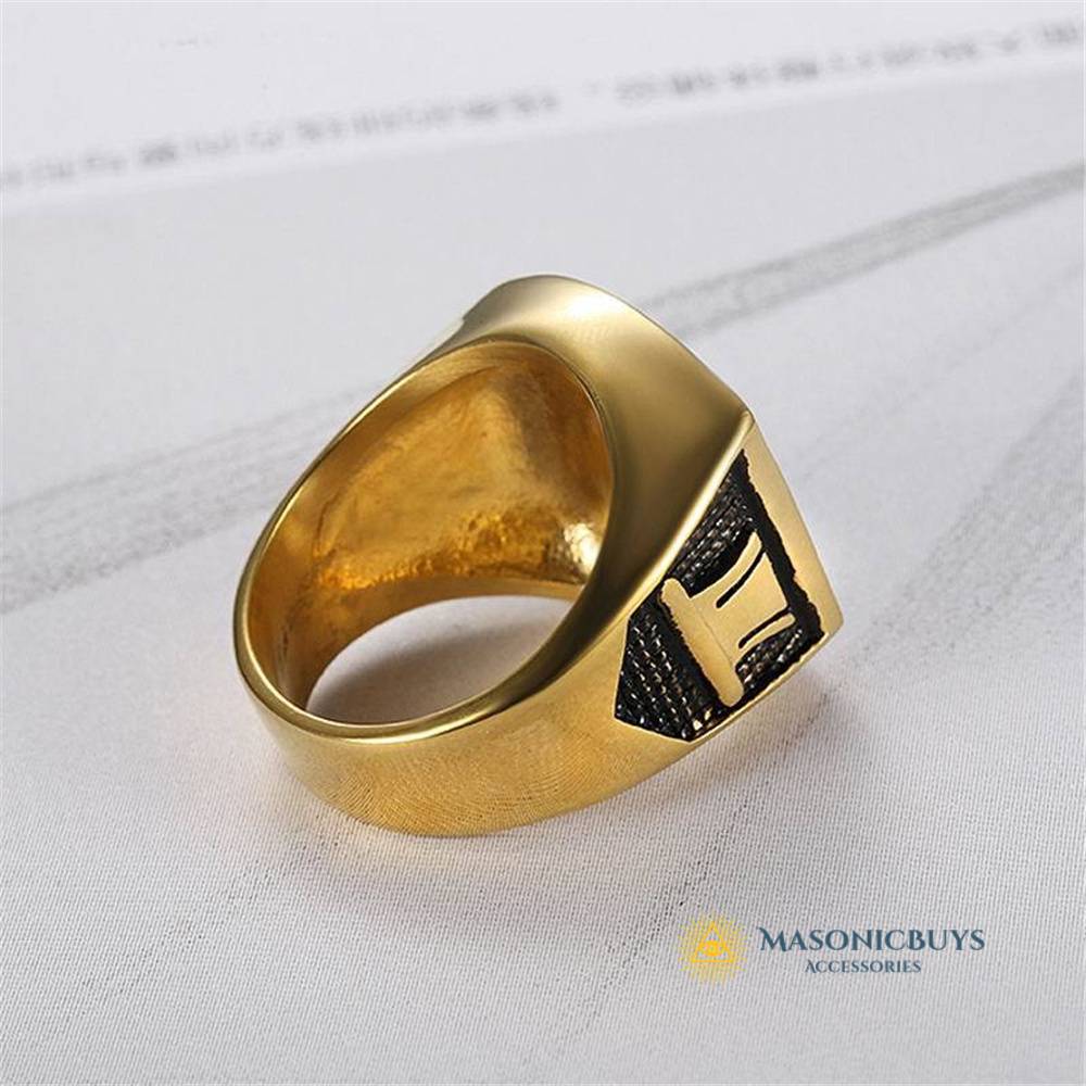 Massive Gold Plated Past Master Masonic Ring | MasonicBuys