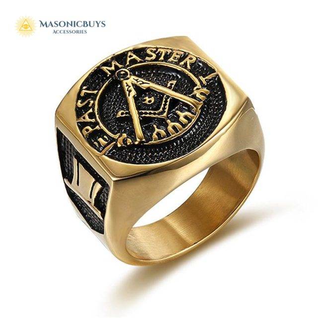Massive Gold Plated Past Master Masonic Ring | MasonicBuys