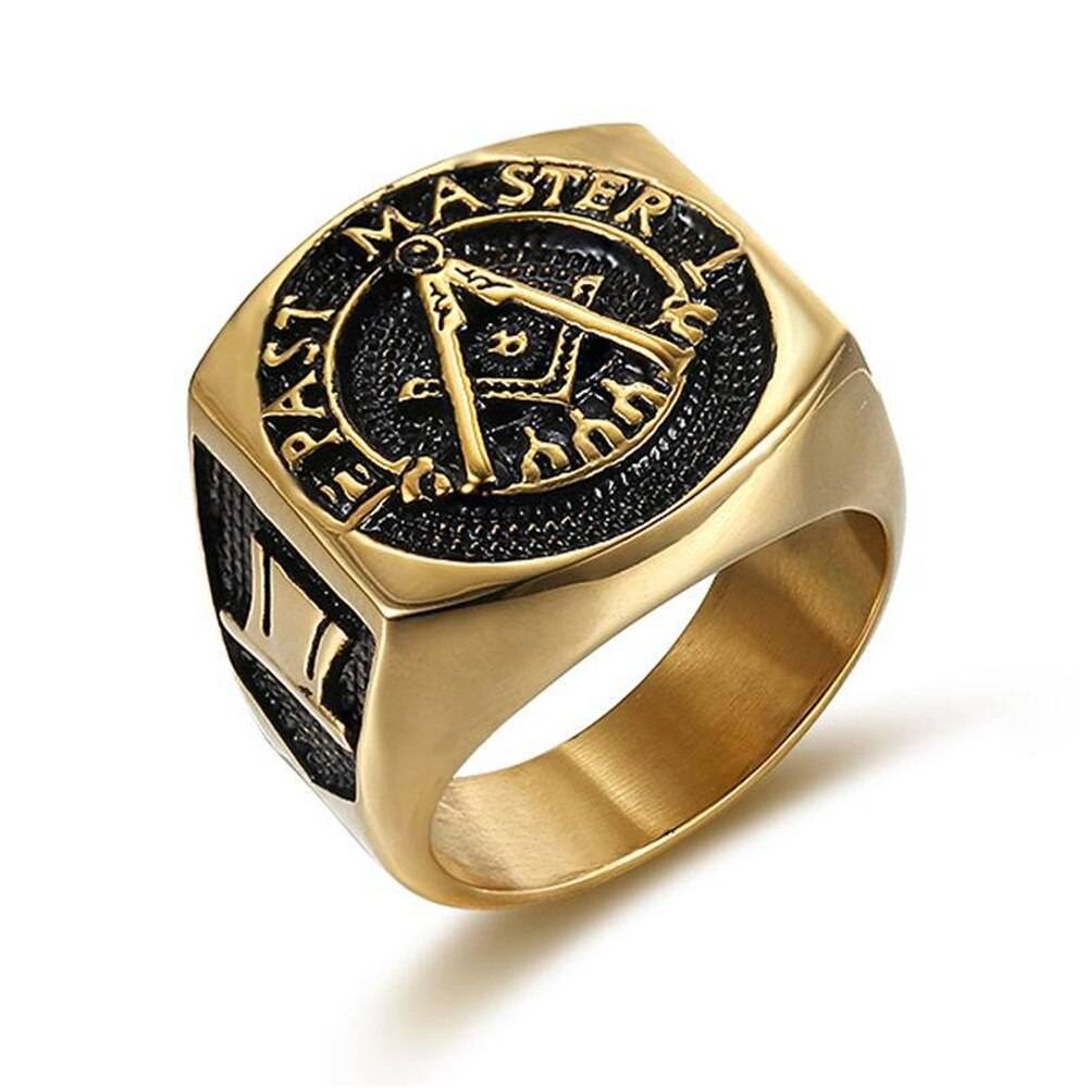 Massive Gold Plated Past Master Masonic Ring | MasonicBuys