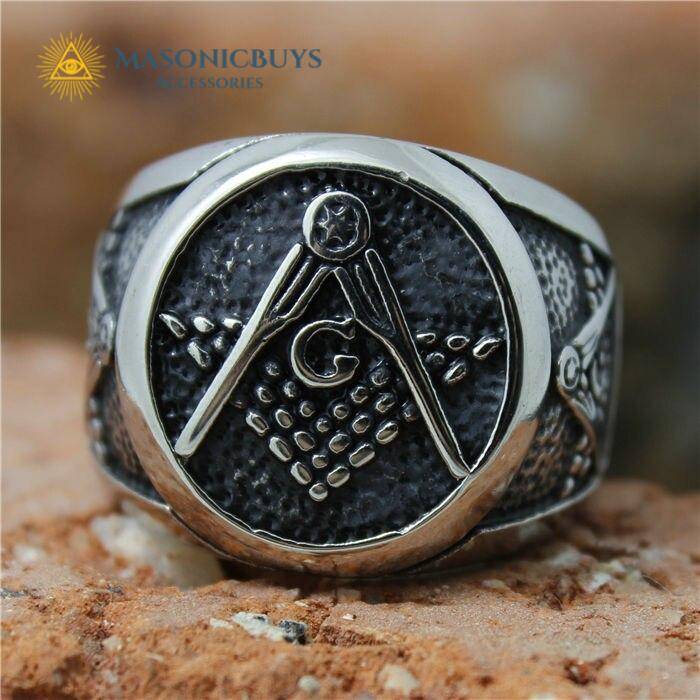 Simple Vintage Style Stainless Steel Masonic Ring | MasonicBuys