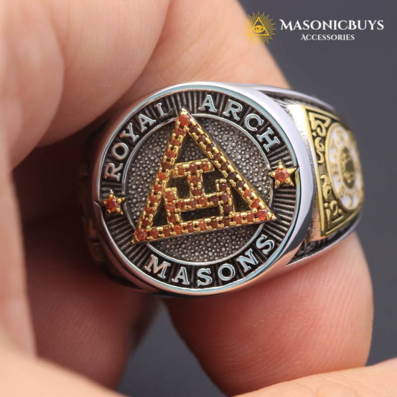 Sterling Silver Royal Arch Masonic Ring With Red Stones | MasonicBuys