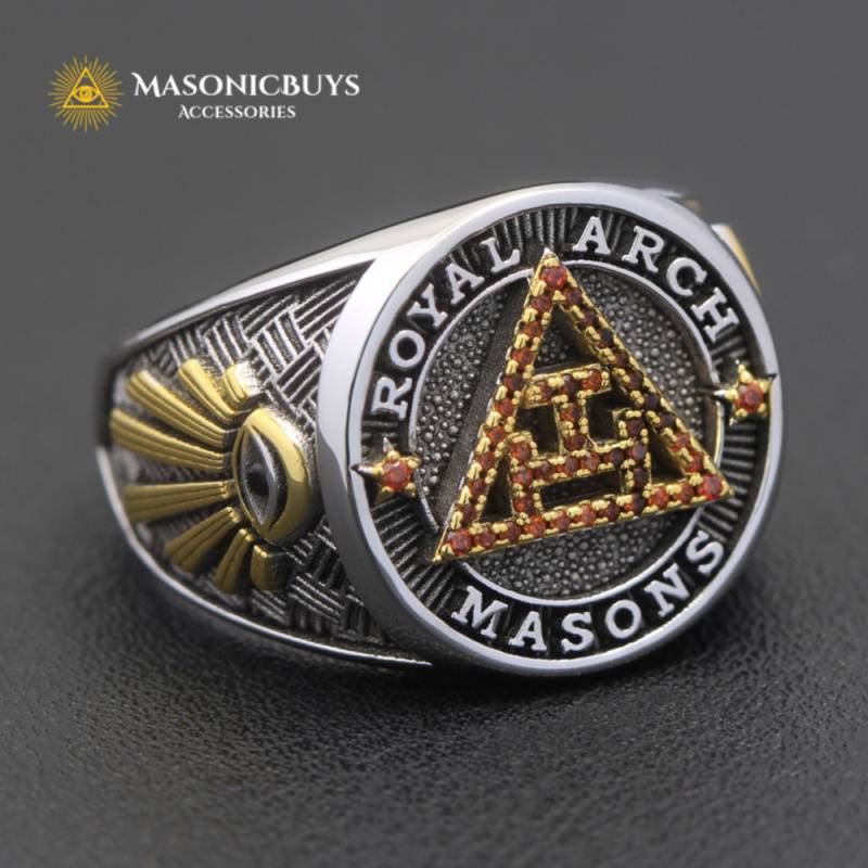 Sterling Silver Royal Arch Masonic Ring With Red Stones | MasonicBuys