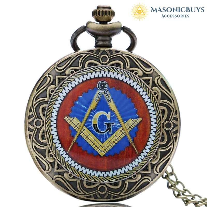 Antique Bronze Masonic Pocket Watch With Chain Necklace | MasonicBuys