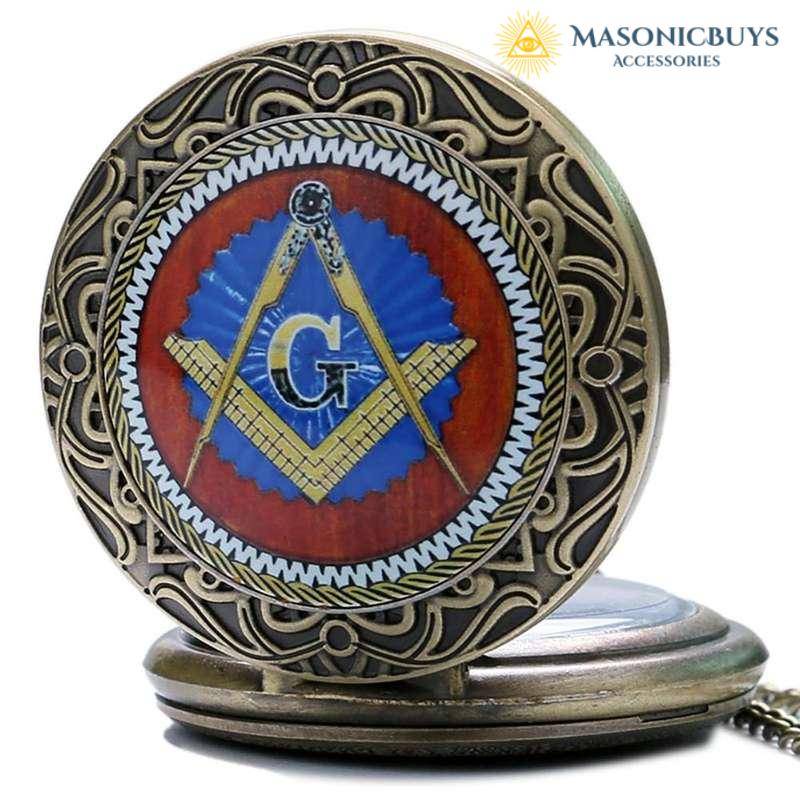 Antique Bronze Masonic Pocket Watch With Chain Necklace | MasonicBuys