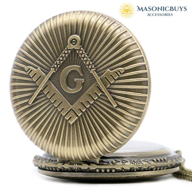 Antique Bronze Masonic Pocket Watch With Chain Necklace | MasonicBuys