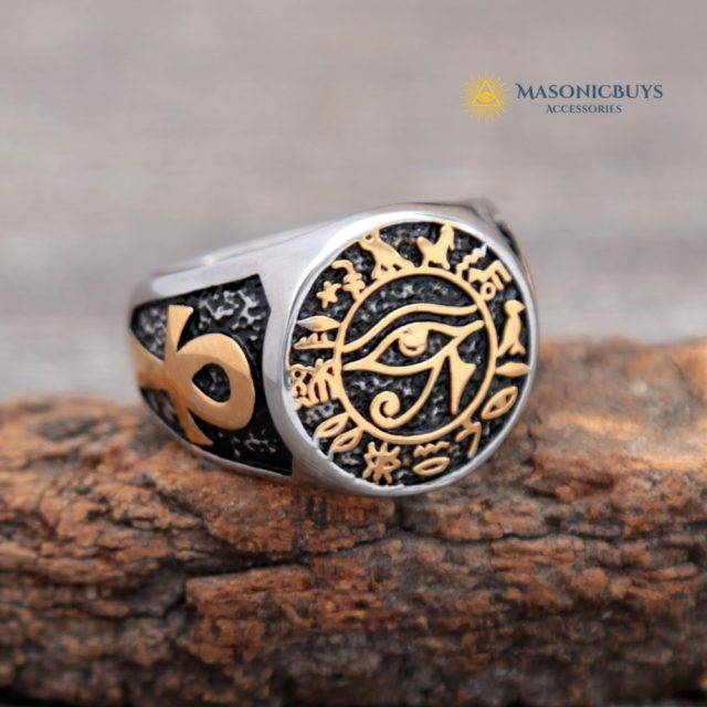Masonic Ring With the Eye of Horus Symbol | MasonicBuys