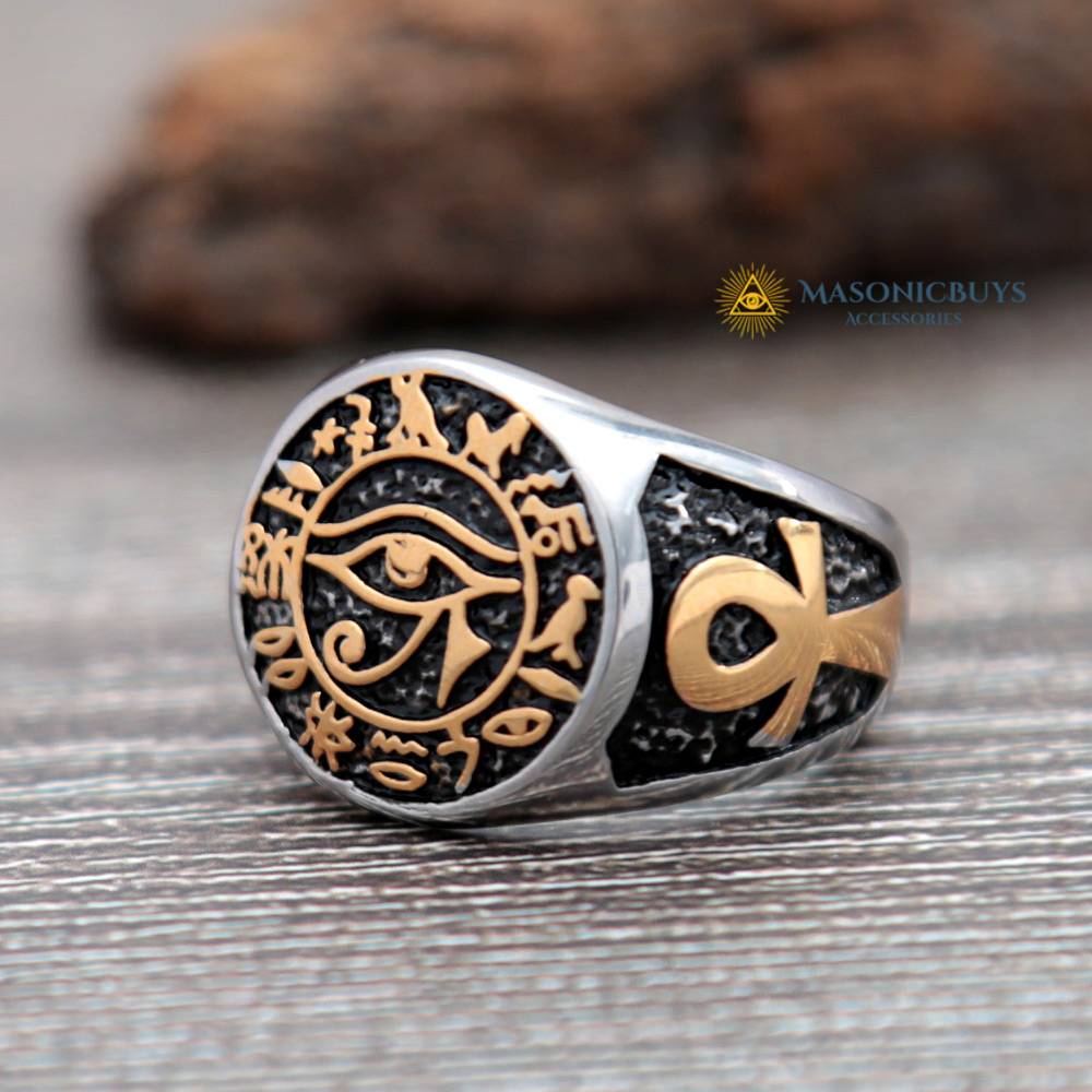 Masonic Ring With the Eye of Horus Symbol | MasonicBuys