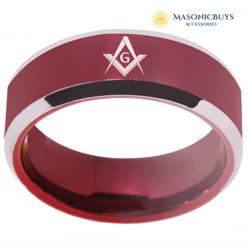 Red Tungsten (Wolfram) Masonic Ring | MasonicBuys