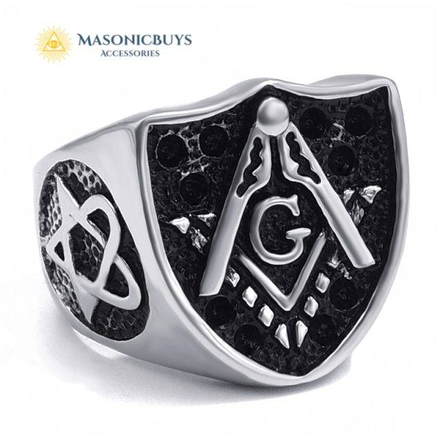 Stainless Steel Masonic Ring With The Shape of Shield | MasonicBuys