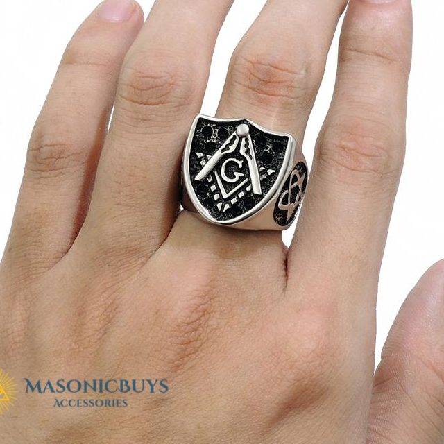 Stainless Steel Masonic Ring With The Shape of Shield | MasonicBuys