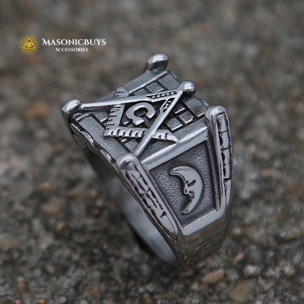 Stainless Steel Masonic Ring With A Unique Square Design | MasonicBuys
