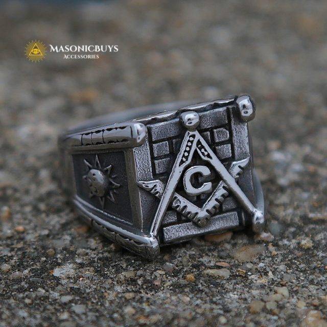 Stainless Steel Masonic Ring With A Unique Square Design | MasonicBuys