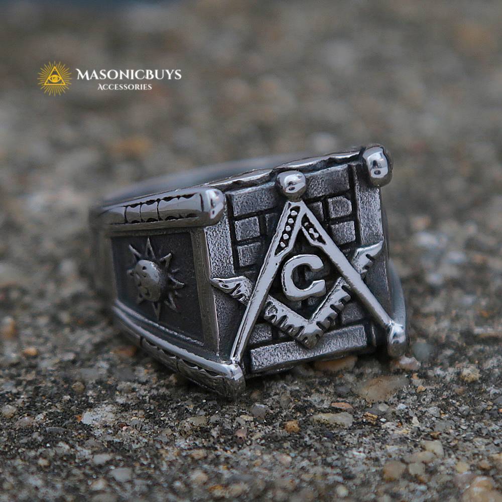 Stainless Steel Masonic Ring With A Unique Square Design | MasonicBuys