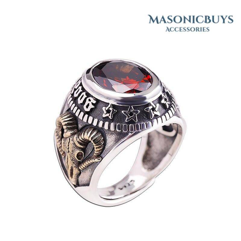 Masonic Ring With Ancient Symbols And Large Stone | MasonicBuys