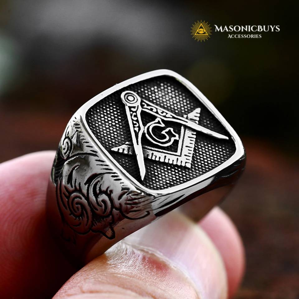 Stainless Steel Classic Vintage Masonic Ring | MasonicBuys
