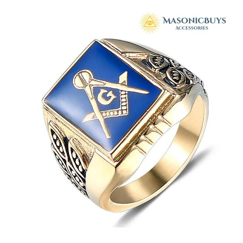 Blue Lodge Masonic Ring. Gold Plated Stainless Steel. | MasonicBuys