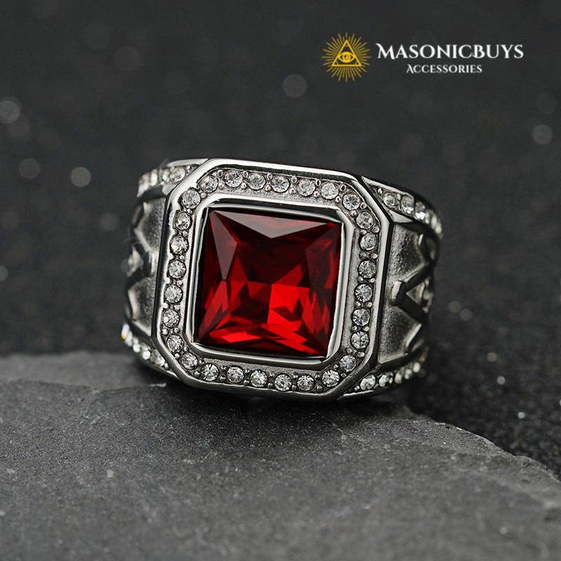Charming Masonic Ring With Eye-Catching Rhinestones | MasonicBuys