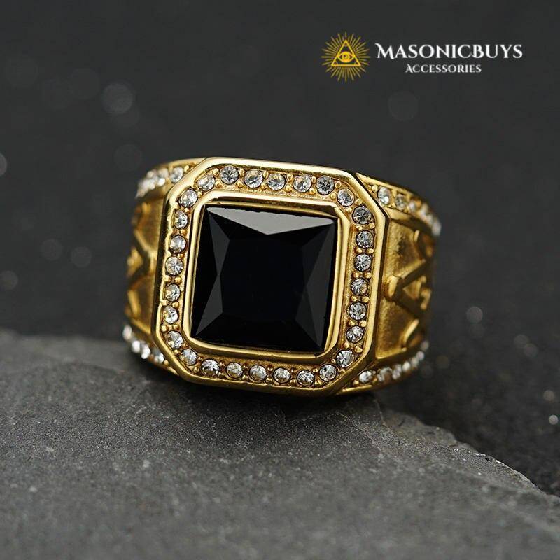Charming Masonic Ring With Eye-Catching Rhinestones | MasonicBuys