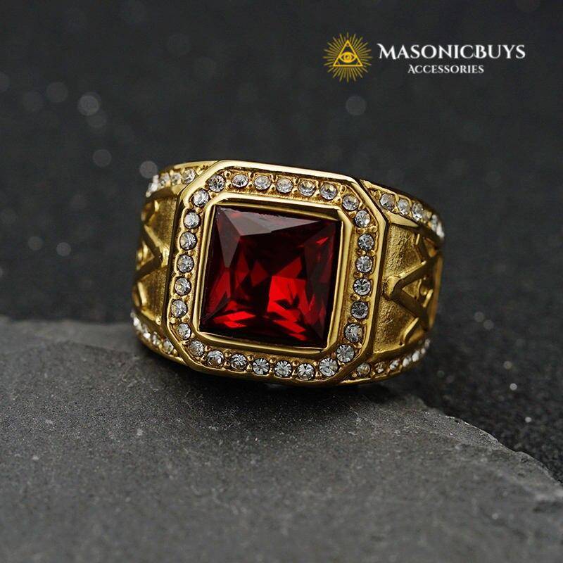 Charming Masonic Ring With Eye-Catching Rhinestones | MasonicBuys