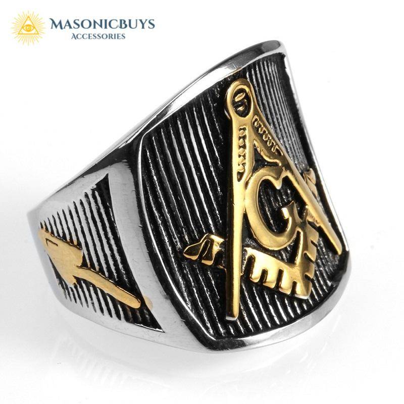 Classic Masonic Ring With Large Square & Compasses | MasonicBuys