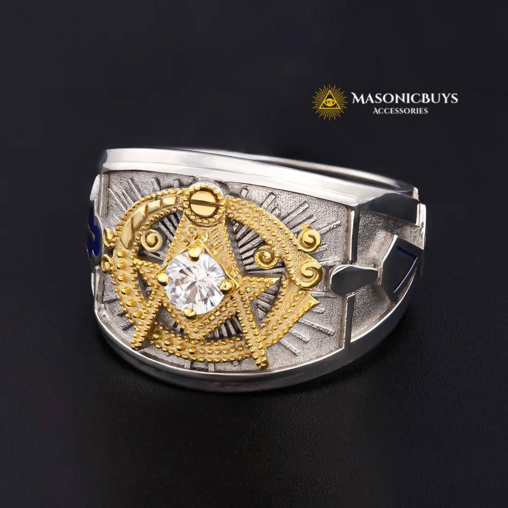 Extravagant Masonic Silver Ring With a Stone | MasonicBuys