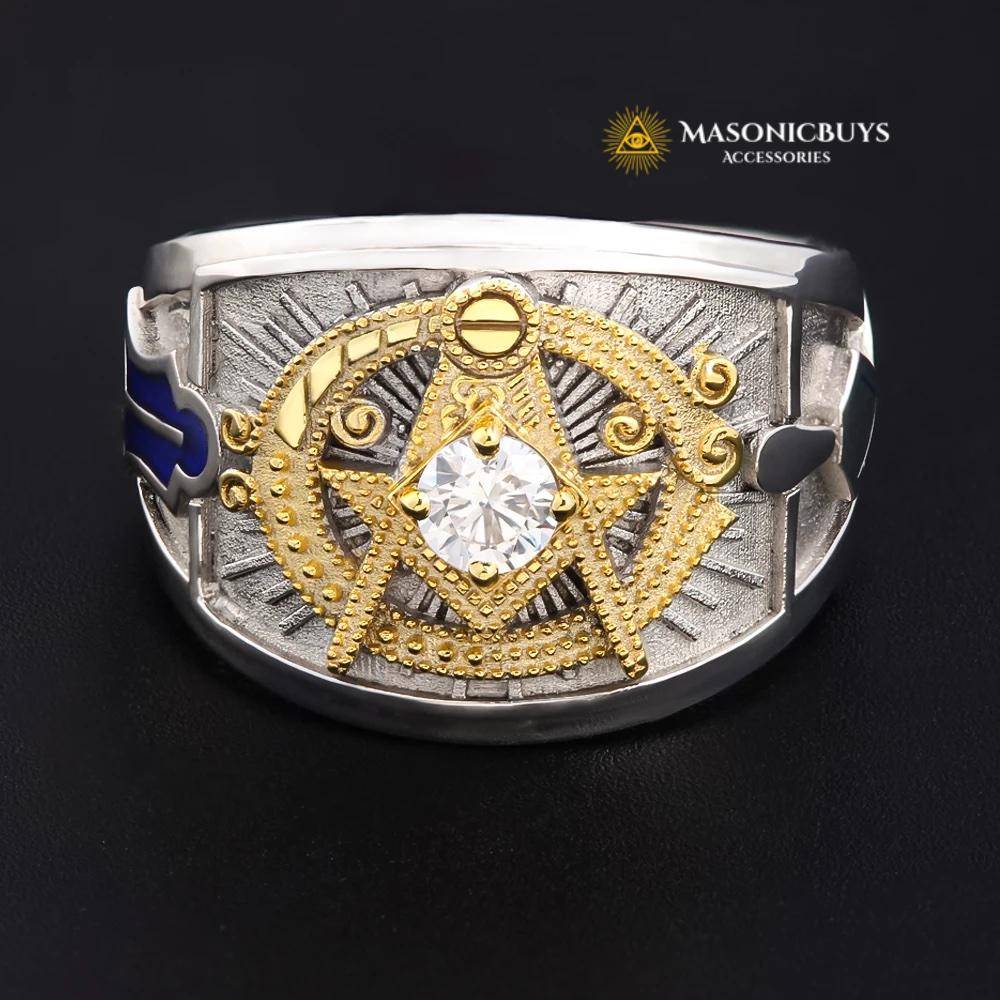 Extravagant Masonic Silver Ring With a Stone | MasonicBuys