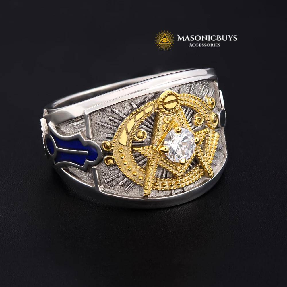 Extravagant Masonic Silver Ring With a Stone | MasonicBuys