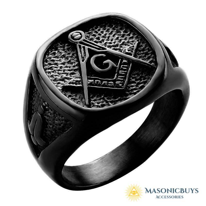 Masonic Ring With Compass & Square, Stainless Steel | MasonicBuys