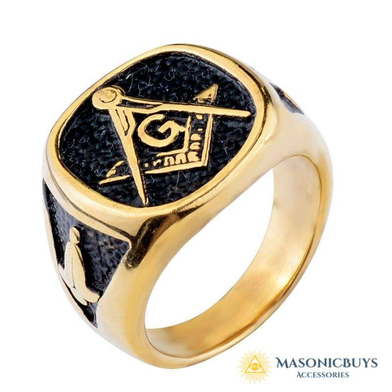 Masonic Ring With Compass & Square, Stainless Steel | MasonicBuys