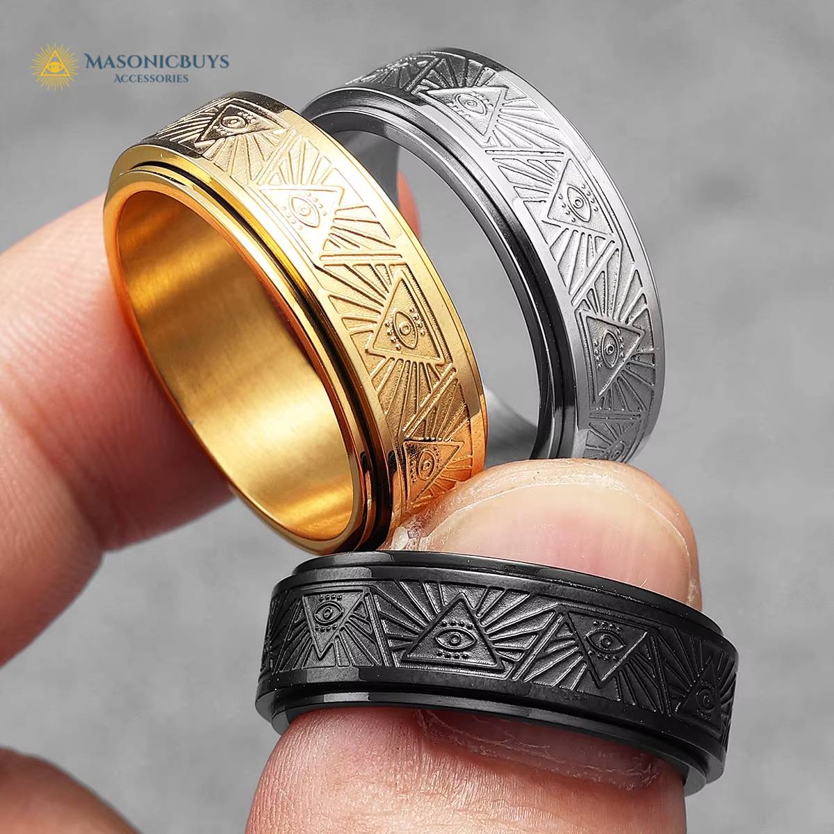 Trinity of Insight Masonic Ring | MasonicBuys